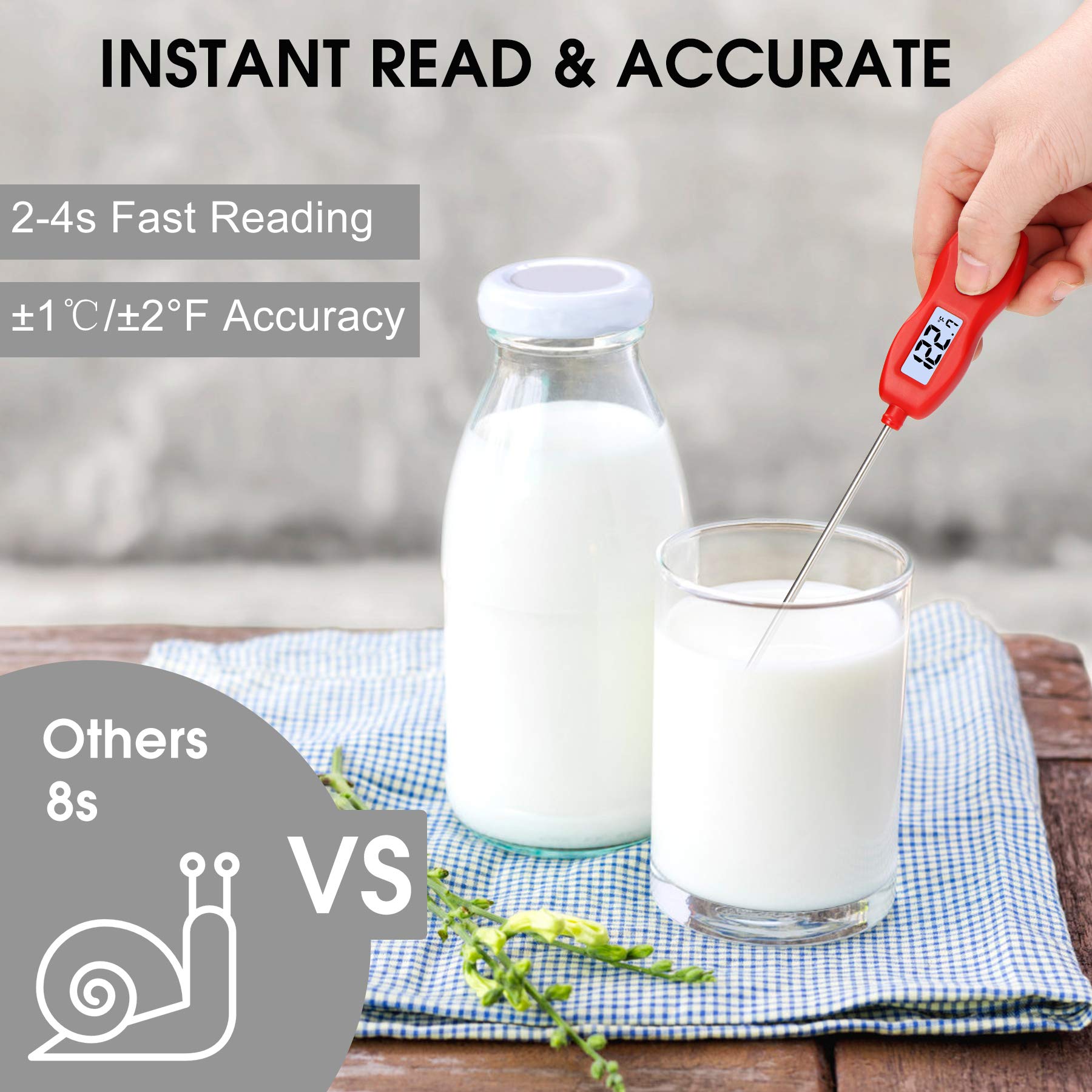 2 Pack Instant Read Digital Meat Thermometer - AIMILAR AY6001-R2 Magnetic Waterproof Food Cooking Thermometer with Backlight for Kitchen Oven BBQ Grill Smoker Turkey Candy Water