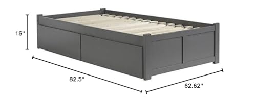 AFI Concord Queen Size Platform Bed with Footboard & Storage Drawers in Grey