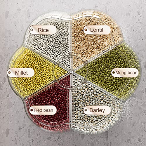 AHOUGER Grain Cereal Lentil Dispenser, Upgrade 360° Rotating Cereal Dispenser Food Dispenser with Lid Moisture Resistant Household, Dispenser Container for All Beans, Barley, Millet, Rice