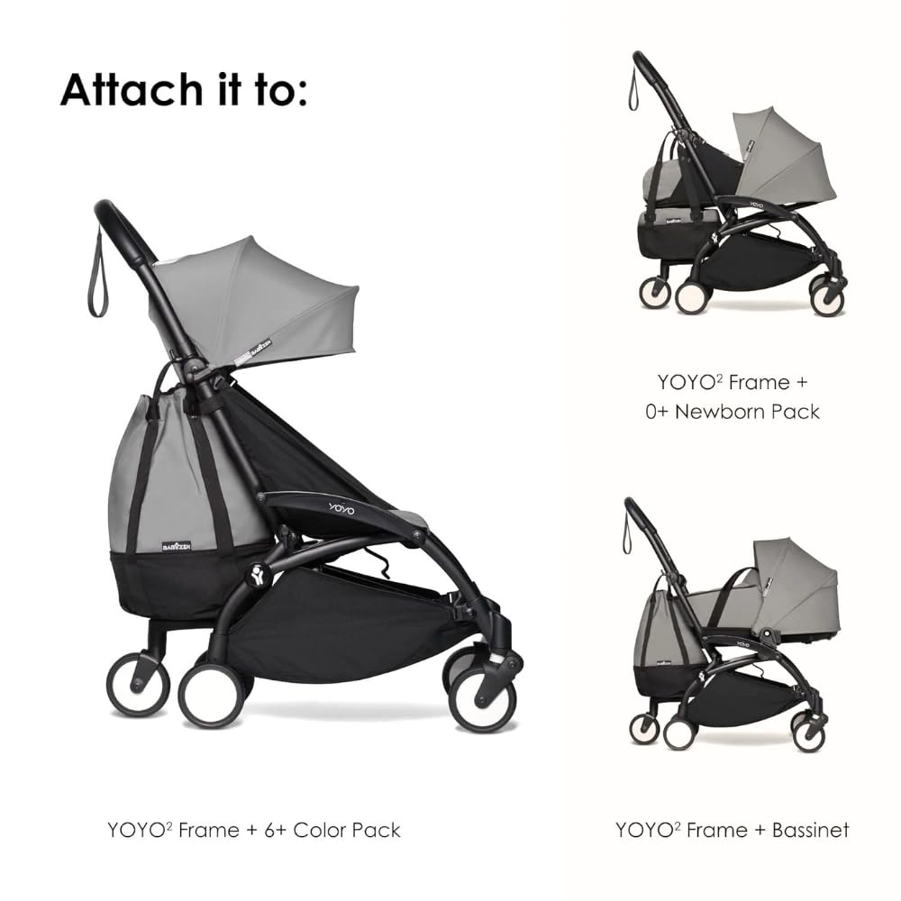 Babyzen YOYO Bag, Grey - Provides Additional, Sturdy Storage on the YOYO2 Stroller - Includes Wheel Base & Hooks