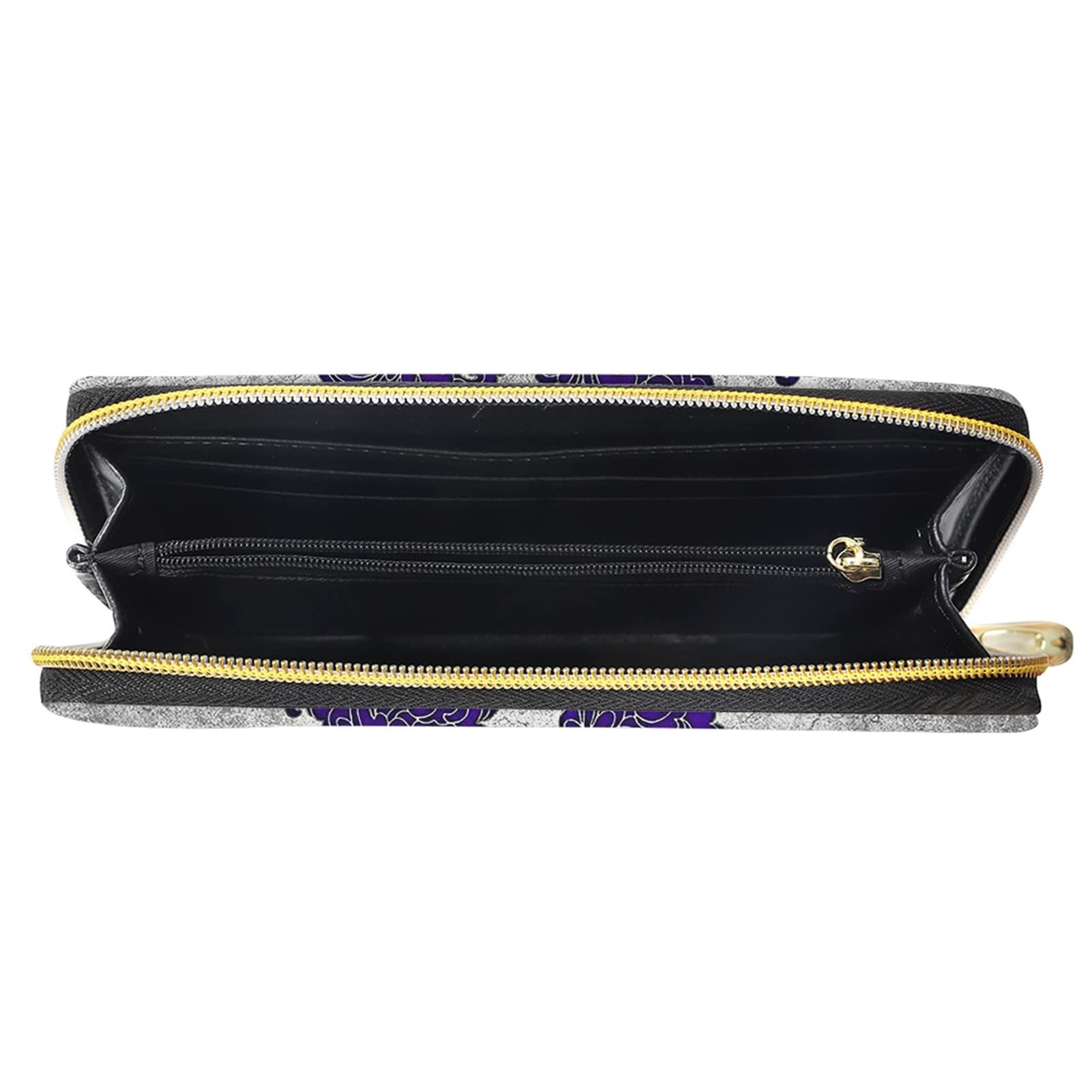 AFPANQZ Gothic Sugar Skulls Women's Wallets Large Capacity with RFID Protection Leather Long Clutch Phone Holder Zip Inner Pocket Multi-Cards Slots Large Travel Wallet Bifold Purses Silver Purple