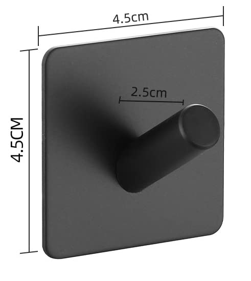 Adhesive Hooks - 5 Pack Heavy Duty Wall Hooks Waterproof Stainless Steel Hooks for Hat Towel Robe Hooks Rack Wall Mount - Bathroom Kitchen Home Hotel Office Cabinet and Bedroom Matte BLACK02