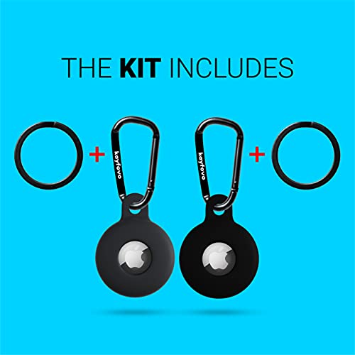 Airtag Holder, Airtag Case, Air tag Holder, Airtag Accessories, Airtag Key Ring, Airtag Keychain, Silicone Airtag Case, 2 Pack β Grey, Black
