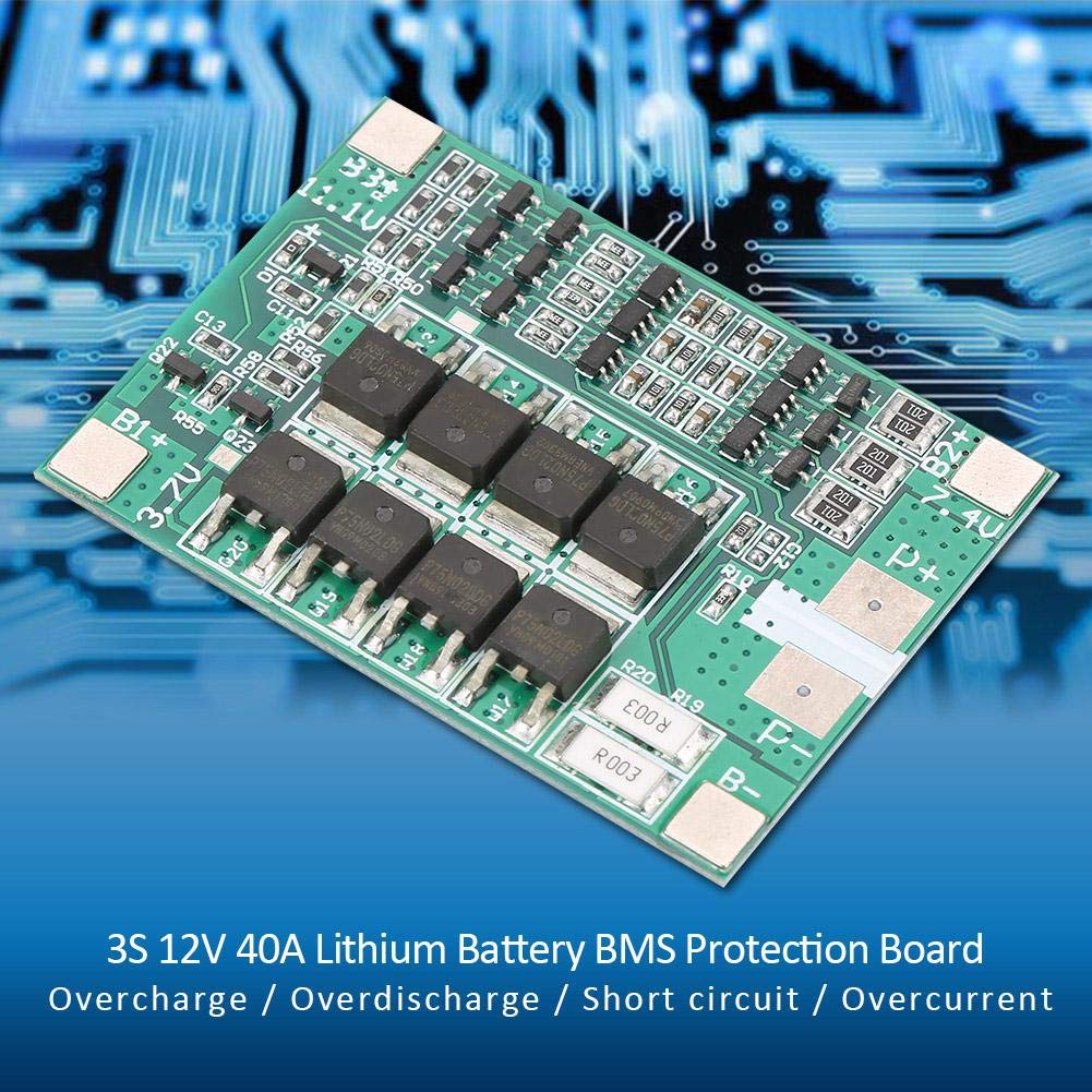 Lithium Battery Protection Board, Li-ion Lithium Battery PCB Protection Board Module 3S 12V 40A Board BMS PCB Board with Balance Charging