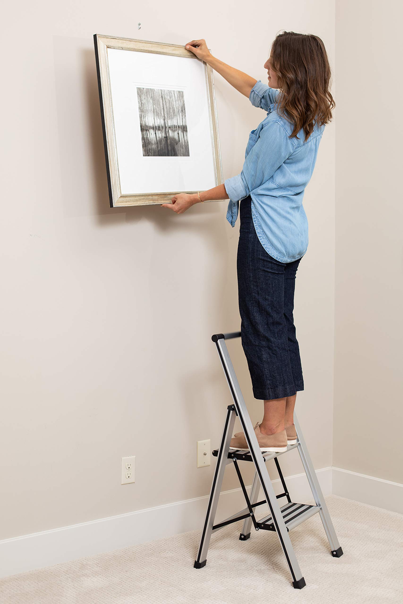 2 Step Ladder | 2 Anti-Slip Steps | Folding Step Stool | 250 lb. Capacity