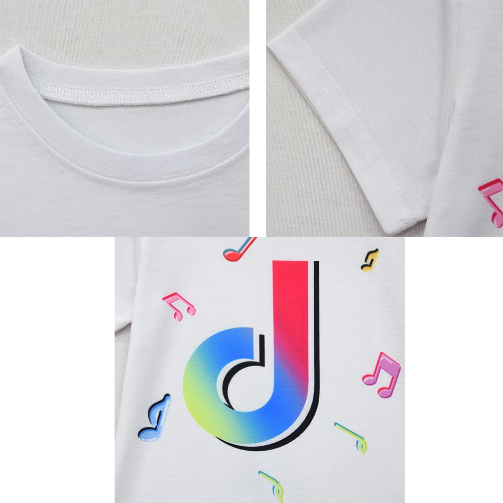 D.O.T 3pcs Tic Toc Girl Skirt Sets T Shirt Top + Bowknot Skirt with Bag Outfits (Rosy, 6-7Years)