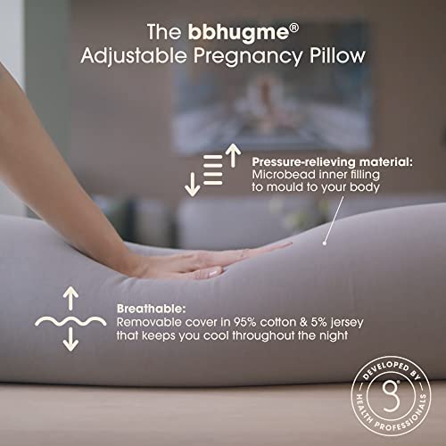bbhugme Adjustable Pregnancy Pillow β Full Body Support for Side Sleeping - Adjustable Firmness and Shape - Supports Back, Legs, Belly, Hips for Pregnant Women - Removable Cover - Dusty Pink