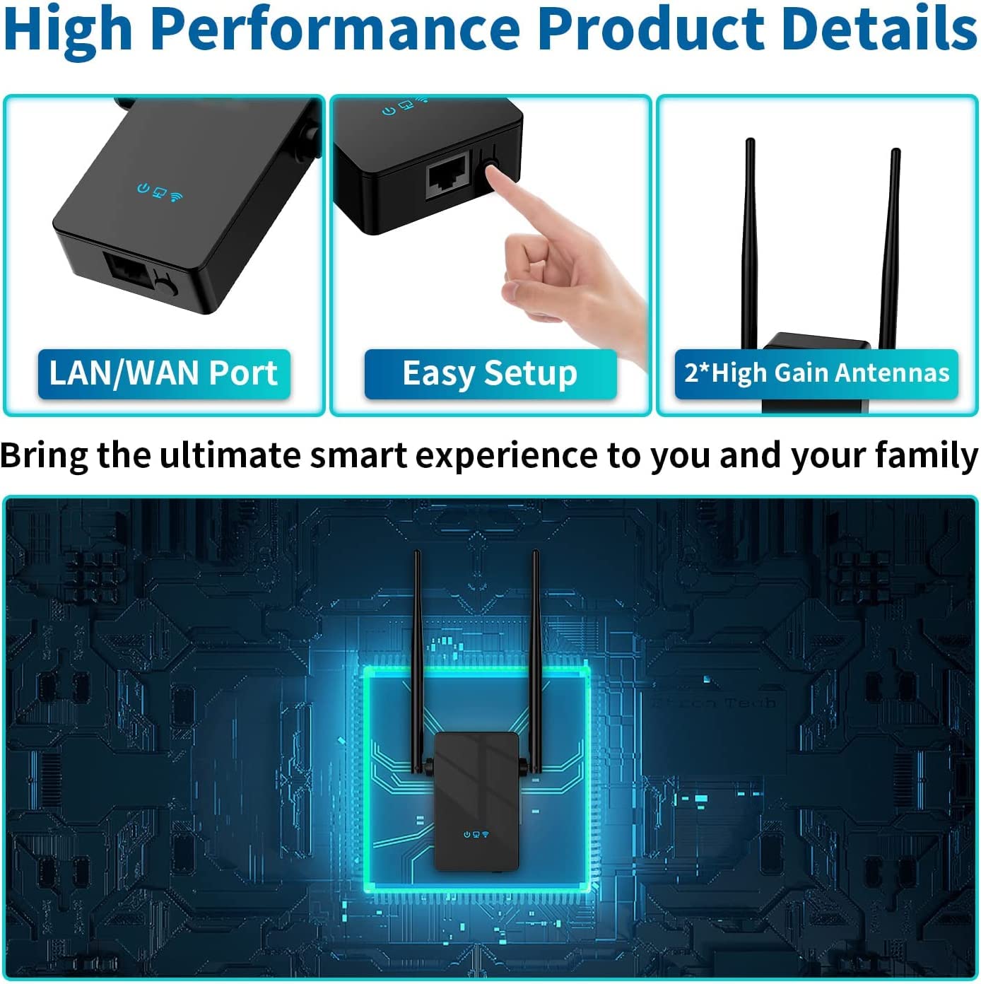 2023 Newest WiFi Booster WiFi Extender - Covers Up to 7860 Sq.ft & 40 Devices, WiFi Range Extender WiFi Signal Booster 2.4G Internet Extender WiFi WPS Setup (4 Modes) WiFi Repeater with Ethernet Port