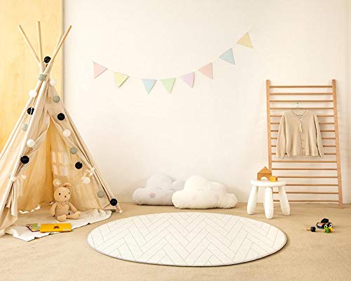 Parklon Pure Soft Round Mat Double Herringbone/Macaroon (54.3 x 54.3 x 0.47 in.)