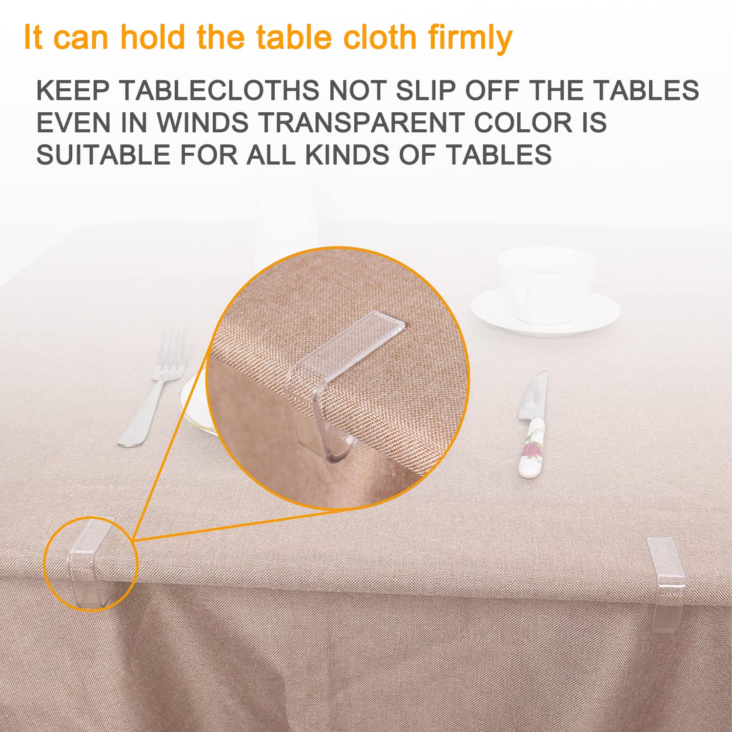 48 Pieces Transparent Clear Tablecloth Clips, Plastic Table Cloth Clips,Windproof Table Cover Holder Clamps,Table Cloth Holder for Christmas Home Wedding Party Indoor Outdoor Camping Picnic (Large)