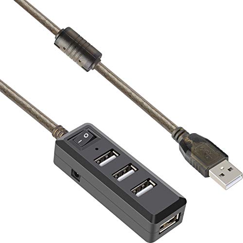 Pasow USB 2.0 Hub 4 Port USB Data Hub Extended Cable Compatible for MacBook Pro, iMac, PC, Laptop, USB Flash Drives (30FT/10M)