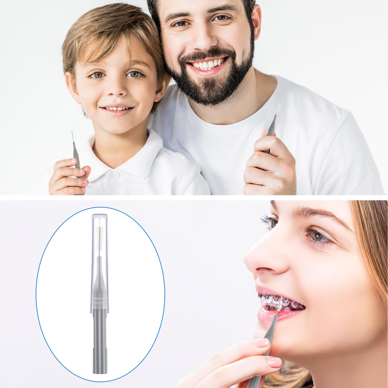 Patelai 100 Pieces Braces Brush for Cleaner Interdental Brush Toothpick Dental Flossing Head Oral Hygiene Flosser Tooth Cleaning Tool (Stylish Colors)