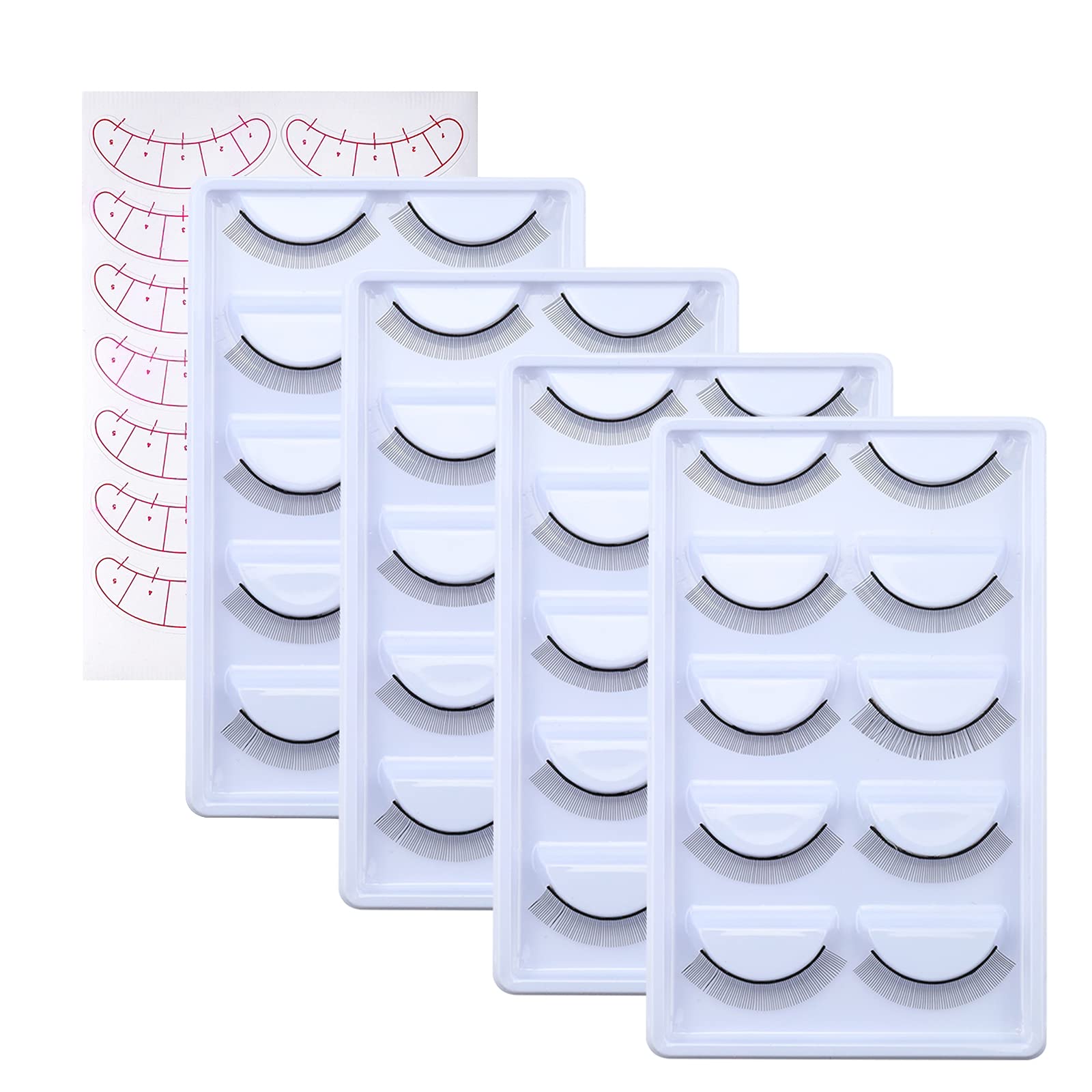 EMEDA Thick Band Practice Lashes for Training Eyelash Extensions 20 Pairs 8mm Length Non-tipped Training Eyelash Practice Strips for Mannequin Head (20 Pairs)