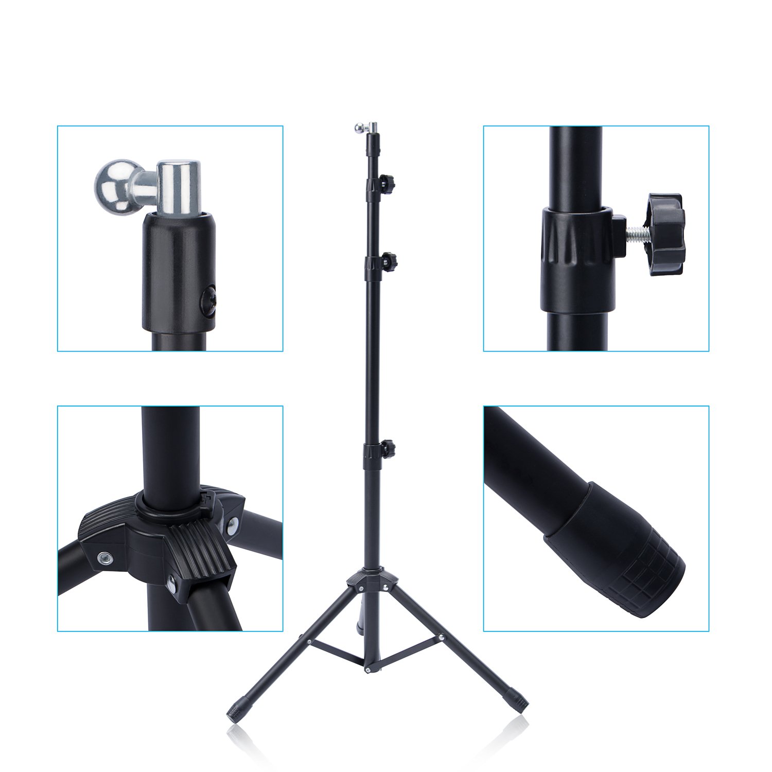 T-SIGN IPad Tripod Stand, Reinforced Foldable Floor Tablet Stand, Height Adjustable 360° Rotating Mount for All 7 to 12 Inches Tablets, Carrying Case, Phone Holder, Bluetooth Remote Control