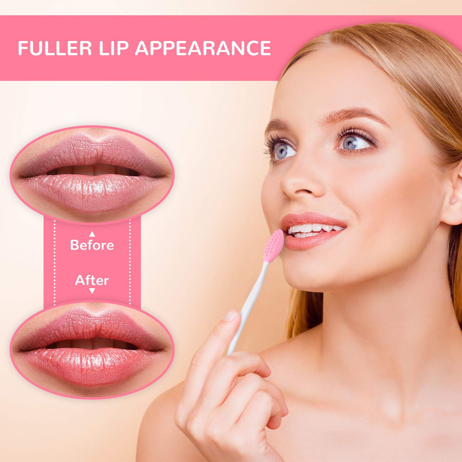 Patelai 24 Pcs Silicone Exfoliating Lip Brush with Container, Double Sided Silicone Lip Scrubber Soft Cleaning Brush Face Cleaning Applicator for Plump Smoother Lip Appearance(Mixed Colors)