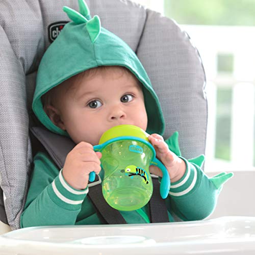 Chicco Semi-Soft Spout Spill Free Baby Trainer Sippy Cup, 6 Months, Blue/Teal, 7 Ounce (Pack of 2)