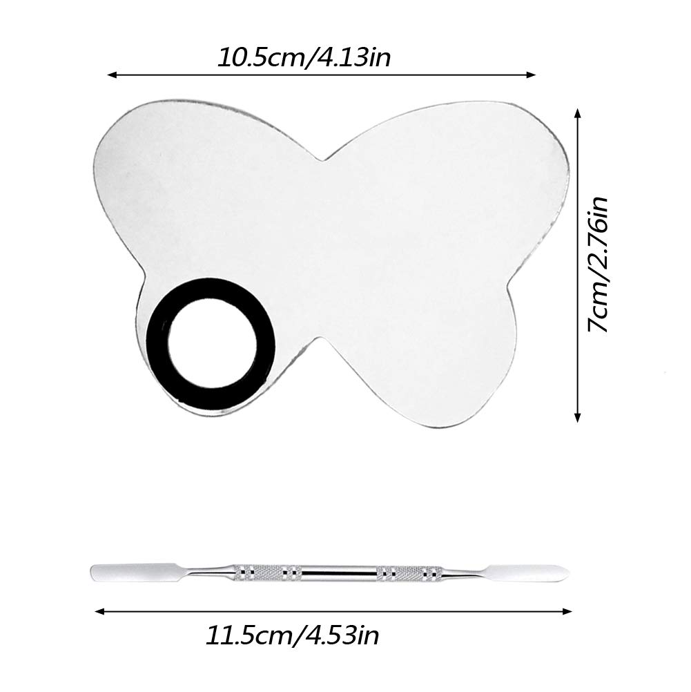 2 Pack Makeup Palette and Spatula Set,Professional Stainless Steel Cosmetic Mirror Lady Mixing Palette Tool With 6 Pcs Sponge Eyeshadow Makeup Applicator With Handle + 2 Shapes Silicone Lip Mask Makeu