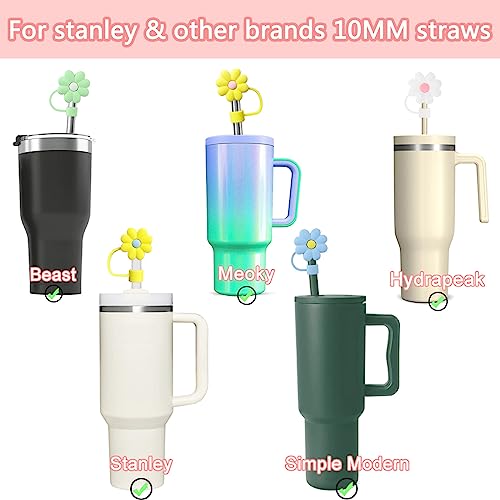 6PCS Straw Cover Cap for Stanley Cup, Silicone Straw Topper fit Stanley 30&40 Oz Tumbler with Handle,10mm Cute Drinking Straw Tip Covers for Stanley Cups Accessories