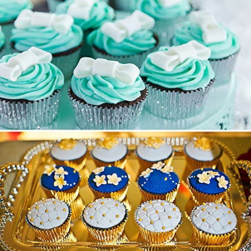 200 Pieces of Cake Paper Cups, Aluminum Foil Baking Cups, Suitable for Weddings, Kitchens, Birthday Parties, 8 Colors are Available (silver)