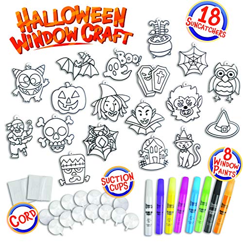 JOYIN Halloween 18 PCS Window Sun Catchers DIY Paint Art and Craft Kit, Art Project Set