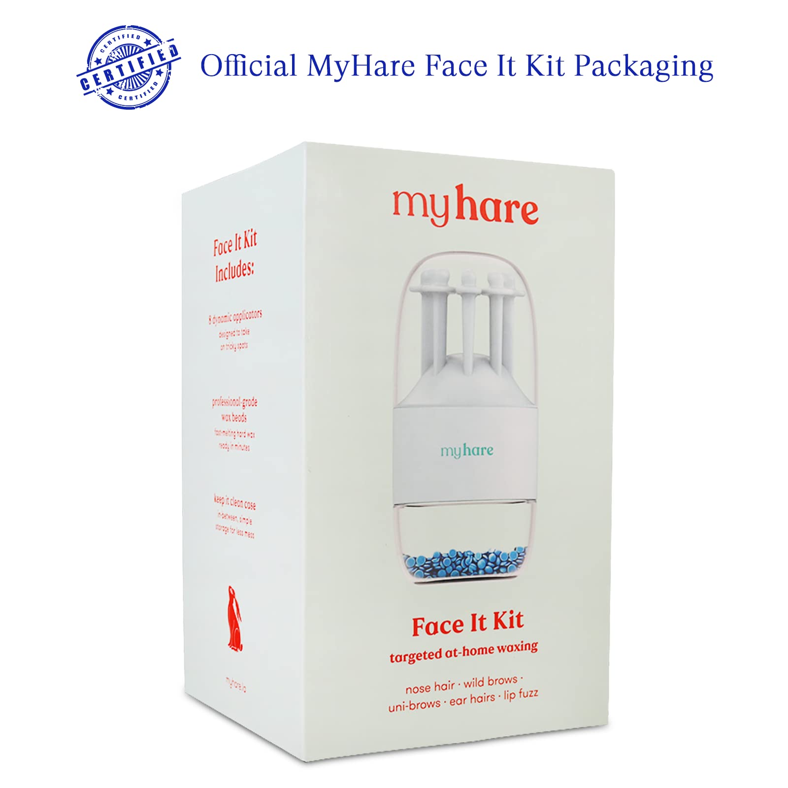 myHare Face It Waxing Kit At Home Wax Warmer Kit for Women, Eyebrows, Upper Lip, Ears & Nose, Professional-Grade Wax Beads and 8 Dynamic Applicators, Green
