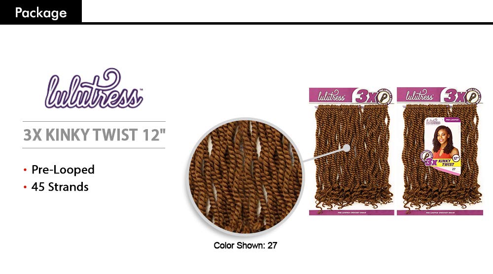 Sensationnel Lulutress Synthetic Crochet Braid - 3X KINKY TWIST 12" (SM1B/BG)