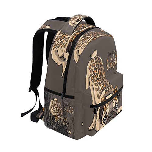 ALAZA Pug Dog Leopard Skin Spots Travel Laptop Backpack Business Daypack Fit 15.6 Inch Laptops for Women Men
