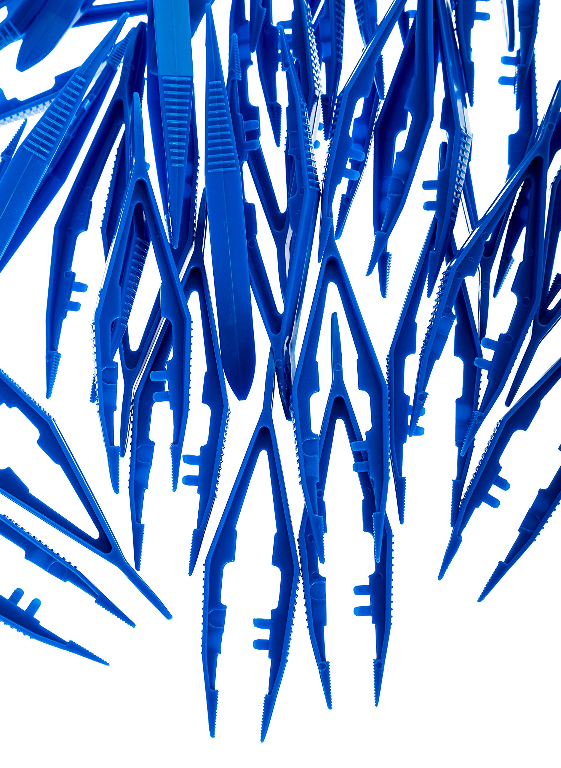 Bulk Priced Plastic Blue Forceps (Tapered Tweezers) from PrimeMed (125 Count)