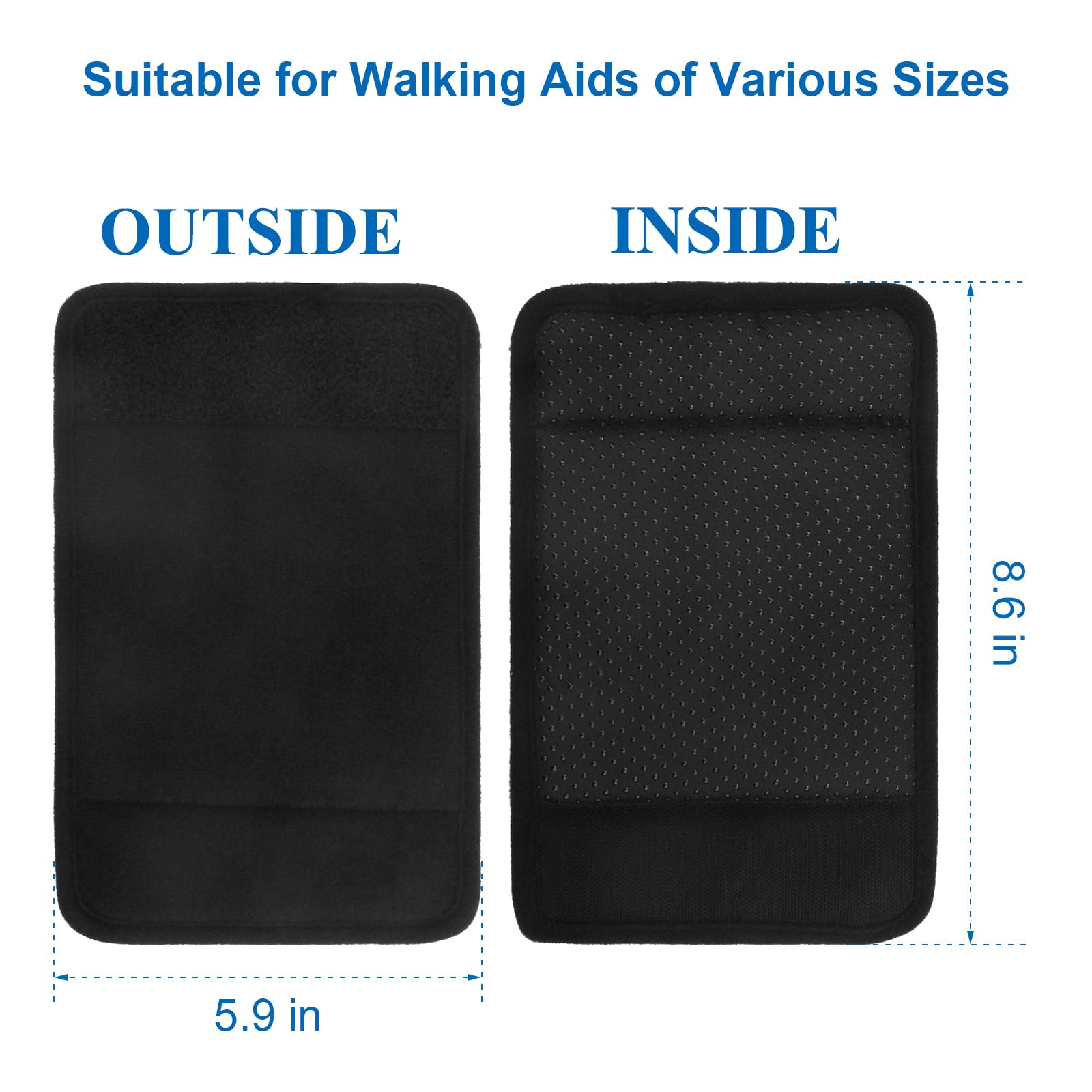 2 Pack Walker Hand Grips Cover, Coldairsoap Walker Cushion Hand Grips For Rolling Wheelchair, Elderly Grippers, Rollator Handle (black)