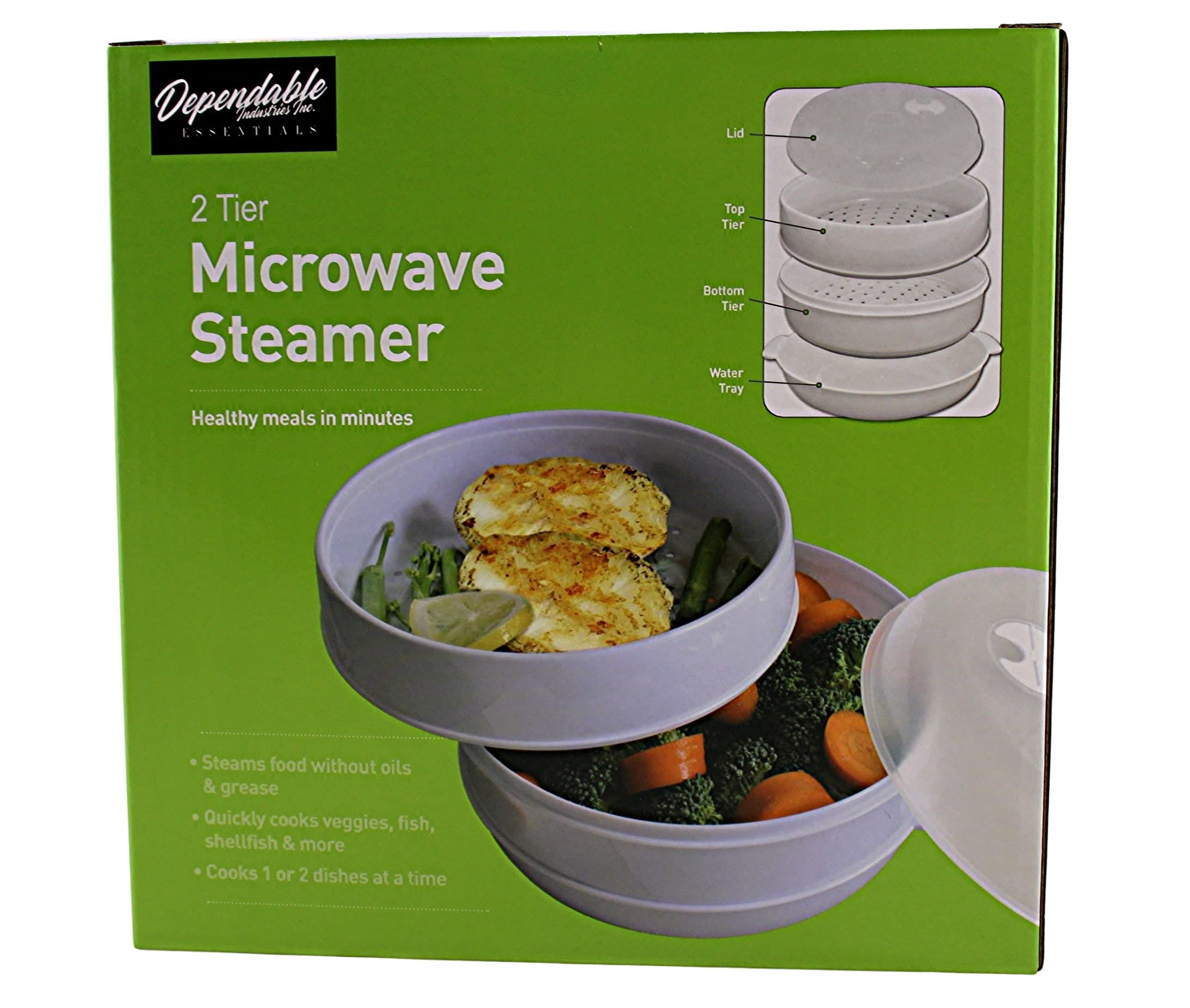 2 Tier Microwave Steamer Healthy Cooking Quick Fast Vegetables No Oil Needed! Cooks Up To 2 Dishes At One Time