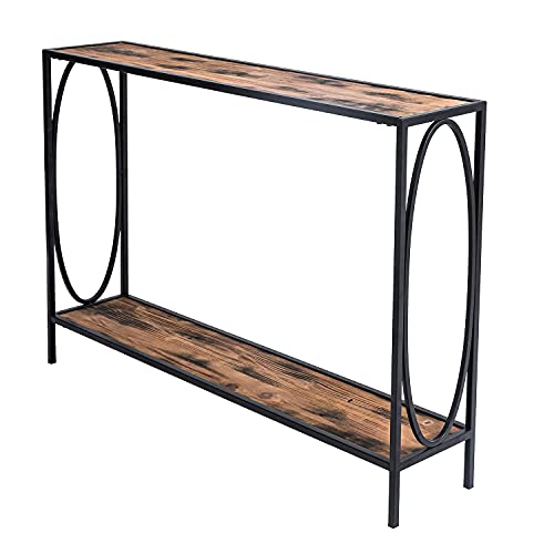 2 Tier Narrow Console Sofa Entryway Table with Storage Shelf for Living Room Hallway Foyer Corridor Office, 47" L x 9" W x 29" H