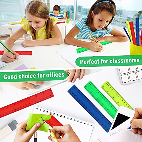 20 Pack Color Ruler 12 Inch, Winspeed Ruler with Inches and Centimeters Foldable Flexible Ruler Plastic Rulers for School(Green, Red, Yellow, Blue)