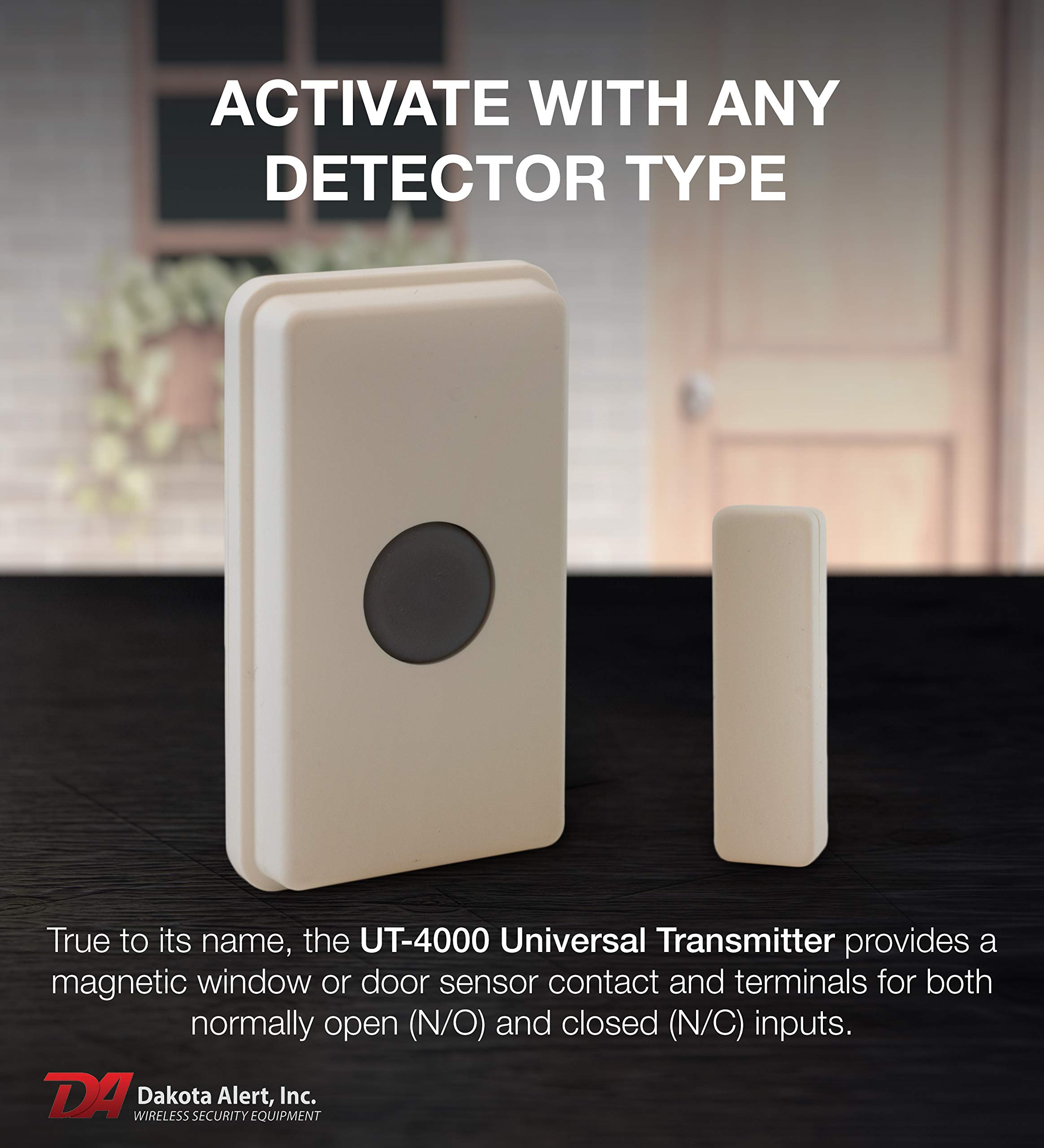 Dakota Alert UT-4000, Universal Transmitter for Wireless Home Security & Doorbell-1 Mile Long Range, Compatible with 4000 Series Receiver, Driveway Alarms Wireless, Mailbox Alert, Weatherproof Sensor