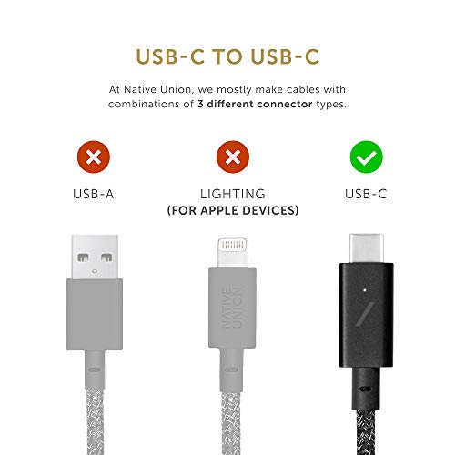 Native Union Type-C Desk Cable – USB-C to USB-C 8ft Ultra-Strong Non-Slip Charging Cable with Anchor Weight Compatible with iPhone 16, MacBook Pro 14" M3, Air 13"/15", Surface Go 3 (Cosmos)