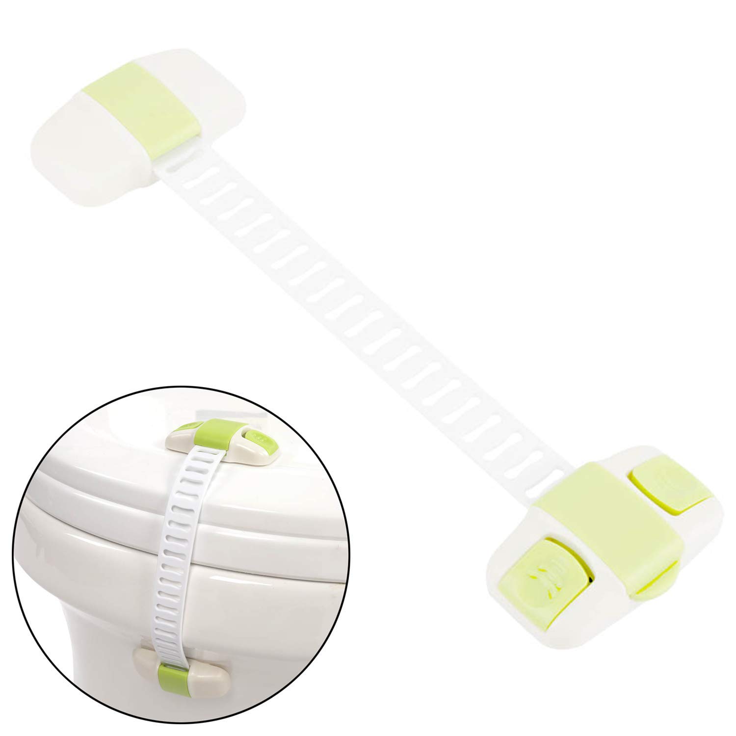 Child Safety Locks, Adjustable S Latches to Cabinets, Drawers, Cupboard, Oven, Fridge, Closet, Seat, Door, Window, No Tools or Drilling Required (Green)