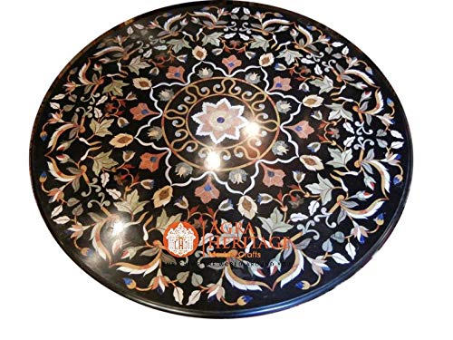 38" Inches Marble Top Dining Table Handicraft Inlay Design Decor Furniture