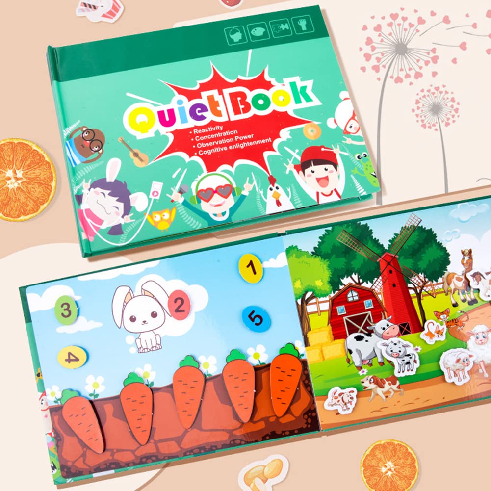 Adurello Kids Quiet Book Sensory Busy Book Cognitive Learning Toys Preschool Educational Montessori Toy for Toddlers