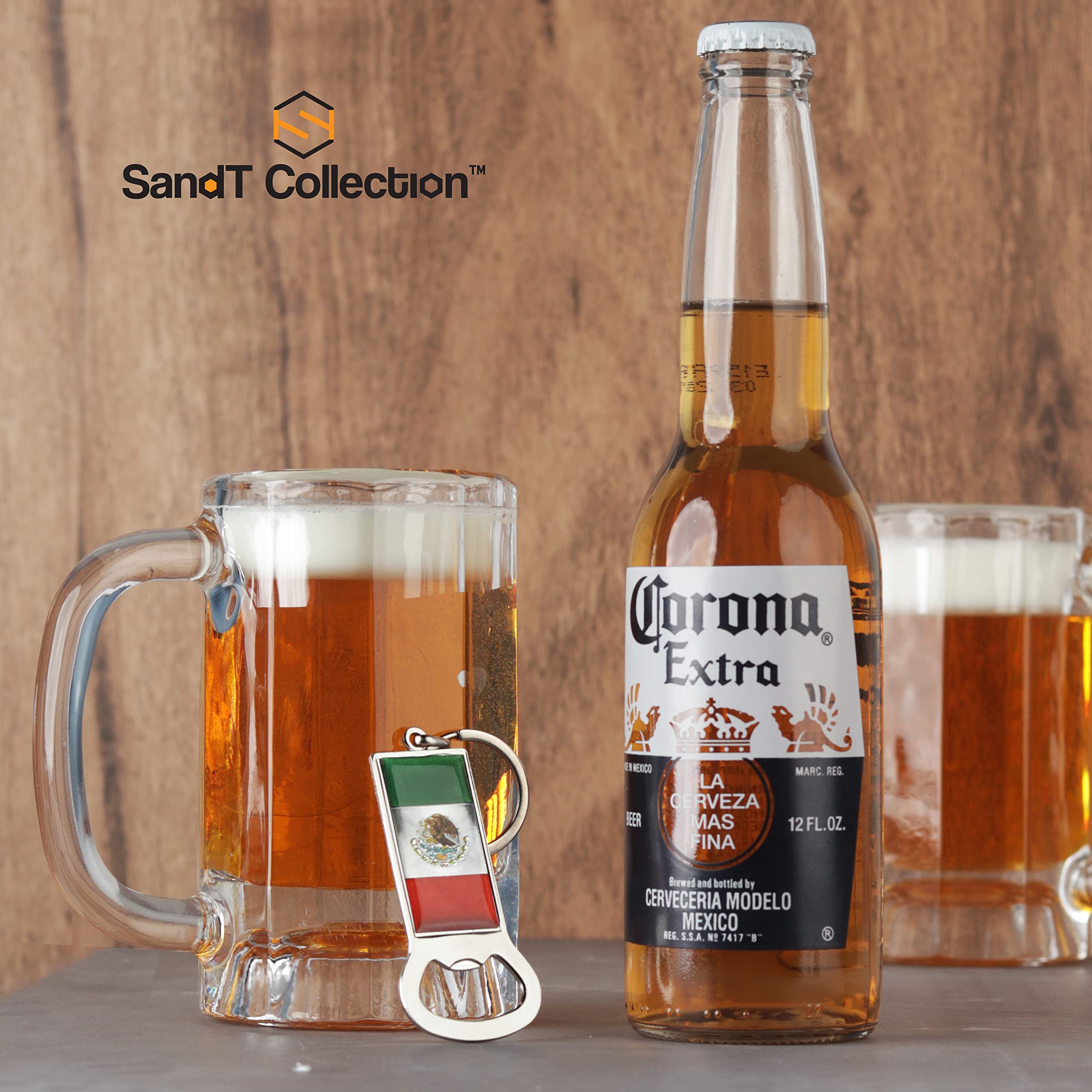 3 Piece Mexican Flag Beer Bottle Opener Keychain