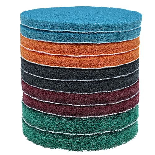 4.76-Inch Flocking Scuff Pads Conditioning Discs Polishing Pad Buffing Wheels for Furniture Automotive Cleaning, Rust Removal and More, Use Wet and Dry, 5 Different Finenesses.