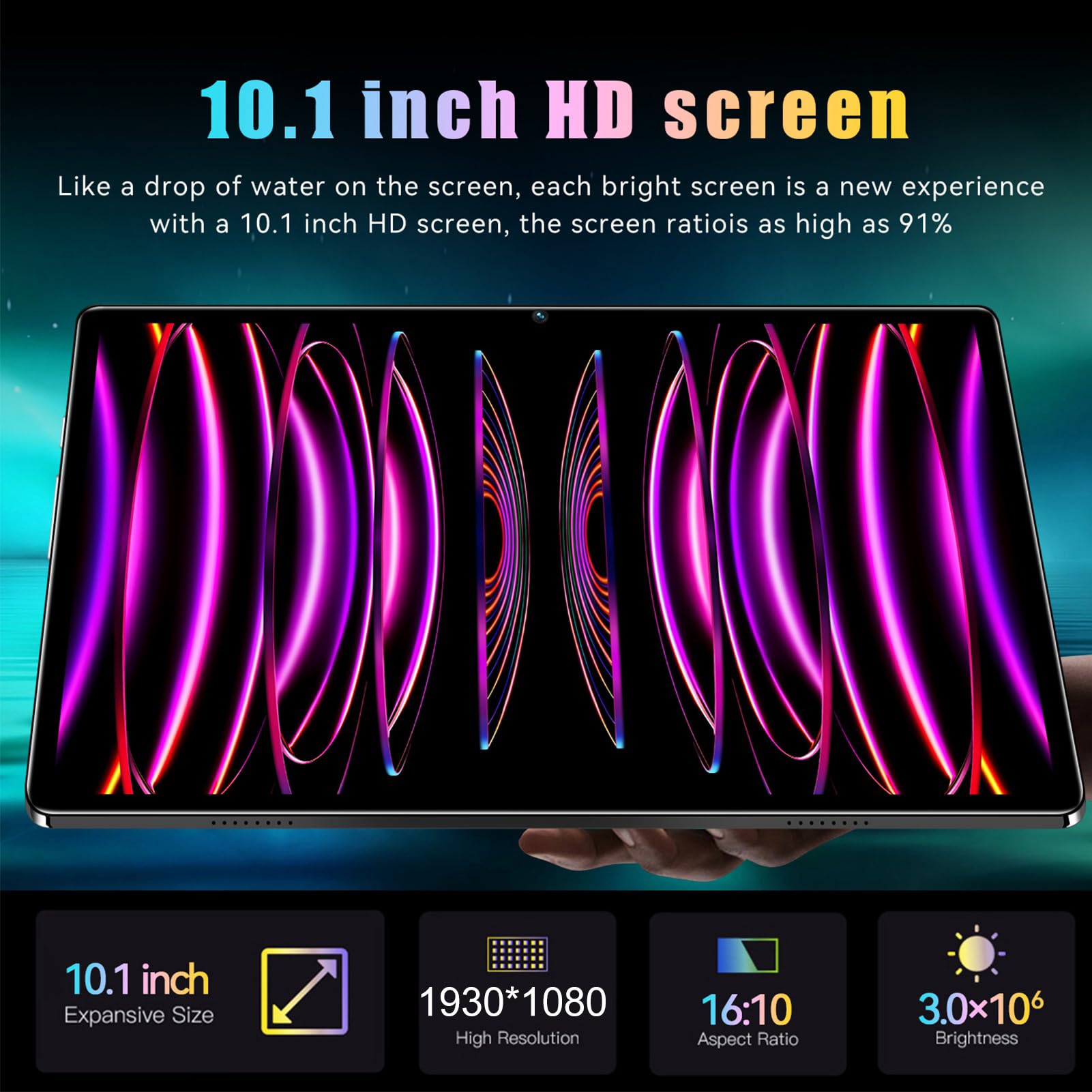 2 in 1 Tablet with Case Keyboard Mouse, 10.1 inch 4G LTE WiFi Touch Screen Tablet PC, 8GB RAM 256GB ROM Octa Core, Dual Camera, 5G WiFi BT5.0 (US Plug)