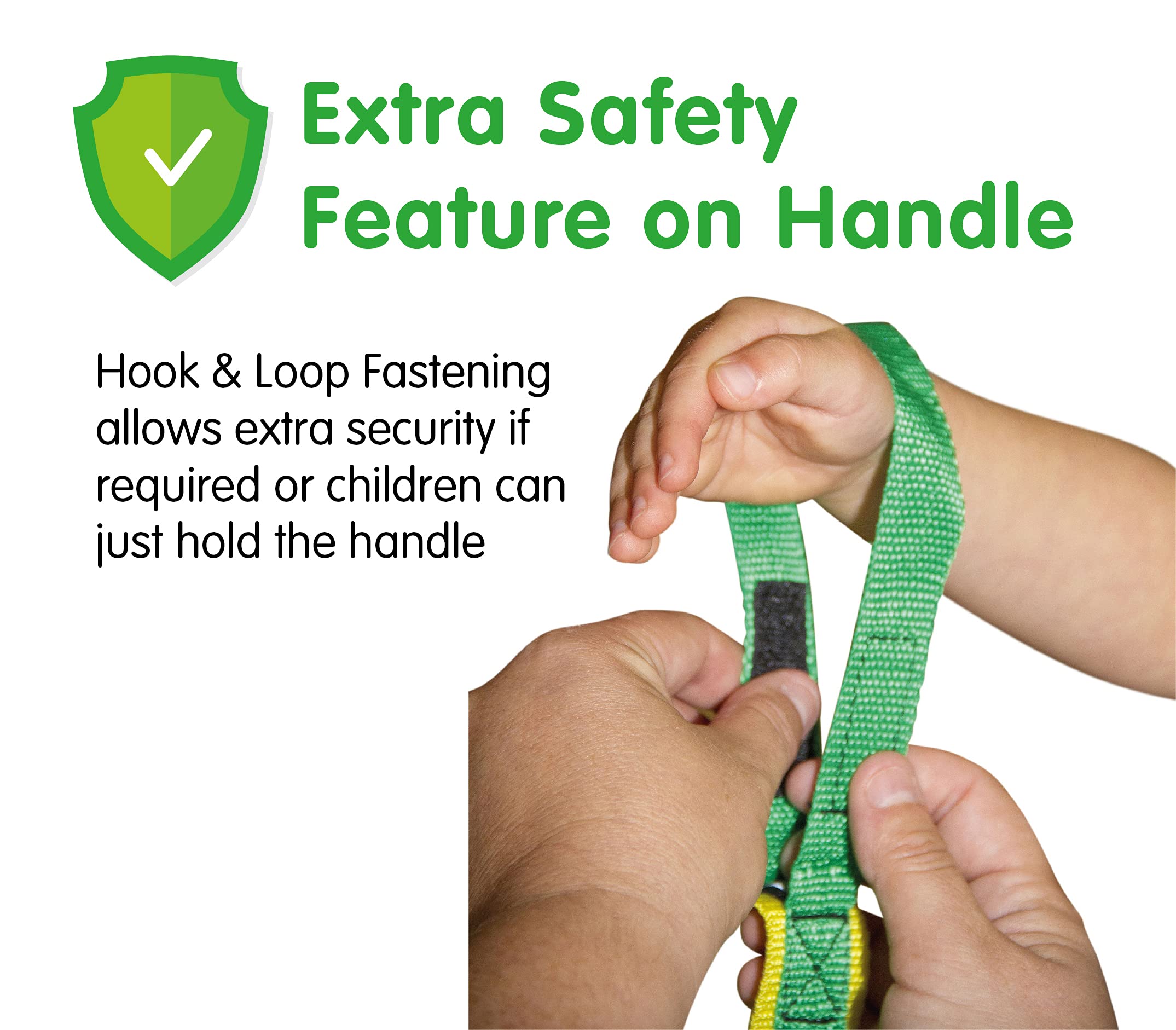 Childrens Walking Rope (4 Child) - Premium Quality, Teacher Designed, Extra Safety Feature on Handles. Hi Viz Detail for Best Visibility. Includes Free Learning Games for Walks Guide