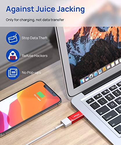 JSAUX USB Data Blocker, (4-Pack) USB-A Defender Only for Quick Charge, Protect Against Juice Jacking, Refuse Hacking Provide Safe Charging- Red