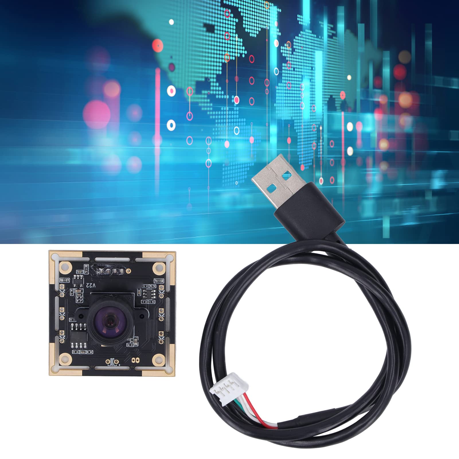 1MP Mini Camera Module, Computer Camera Board Face Recognition High Resolution MJPEG Format Manual Focusing QR Code Scanning for Monitoring Equipment