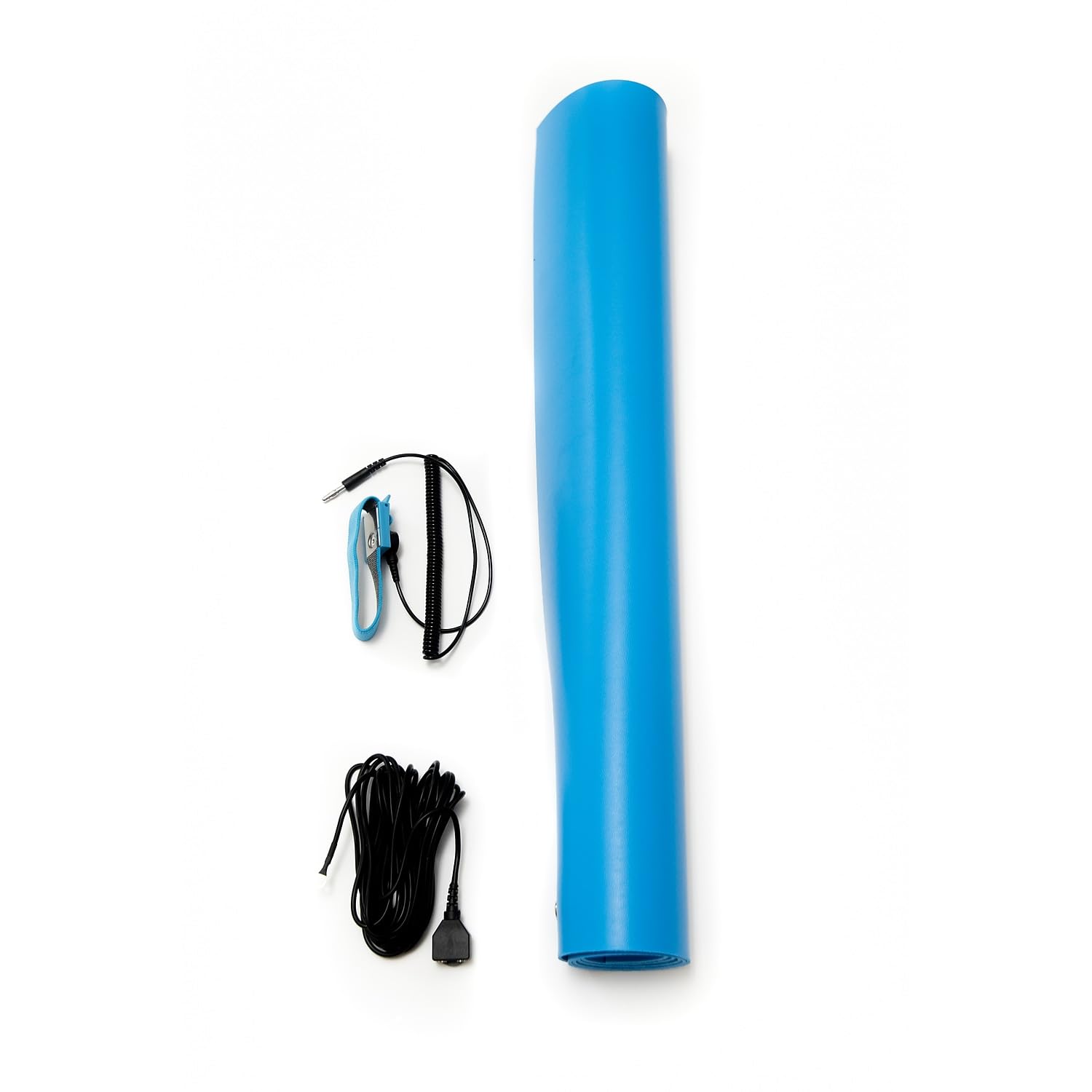 Bertech ESD Anti-Static Table Mat Kit, 18 In. x 30 In., Blue, Includes an ESD Wrist Strap and ESD Grounding Cord, MADE IN USA
