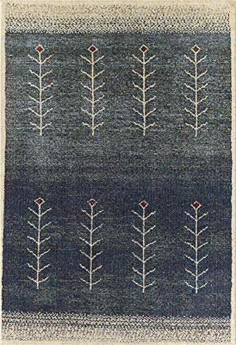 Abani Southwestern Distressed Vintage Style Area Rug, Mesa Collection - Blue & Beige Plant Stalk Design 3'x5' Accent Rug Rugs