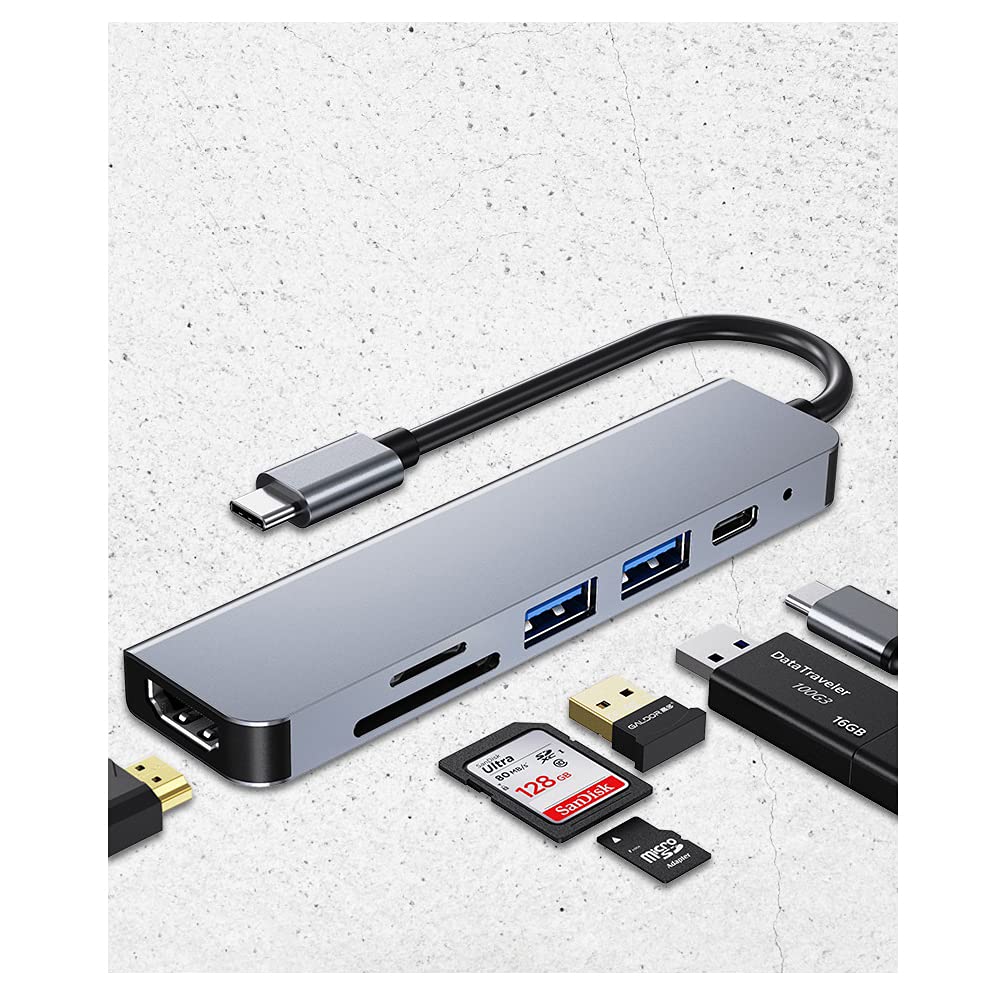 navor USB C Hub 6 in 1 with 4K HDMI Resolution, 87W PD, 1 USB 3.0 & 1 USB 2.0, TF/SD Reader, Compatible with All Type-C Channel Computers, Thunderbolt 3/4, Samsung S8, S9, S10, Huawei10, mate10pro