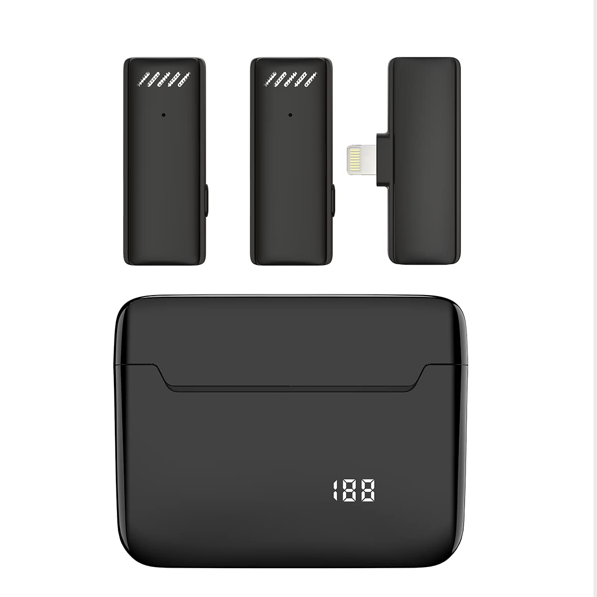 2 Pack Wireless Lavalier Microphone for iPhone iPad,2.4GHz Plug-Play Professional Video Recording Mic with Charging Case AI Mode Denoise Live Stream Interview Vlog TikTok YouTube 70ft Transmission