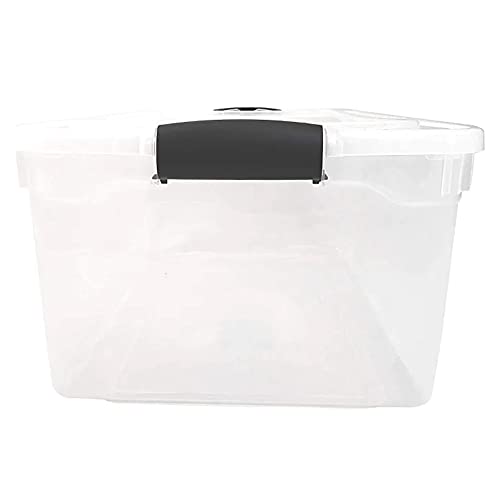 Homz 64 Quart Multipurpose Stackable Storage Container Tote Bins with Secure Latching Lids for Home and Office Organization, Clear (2 Pack)