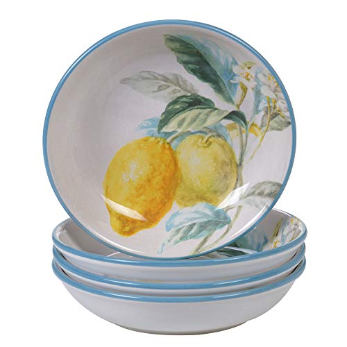 Certified International 23124SET4 Citron 9" Soup/Pasta Bowls, Set of 4, 9" Diameter x 2", Multicolored
