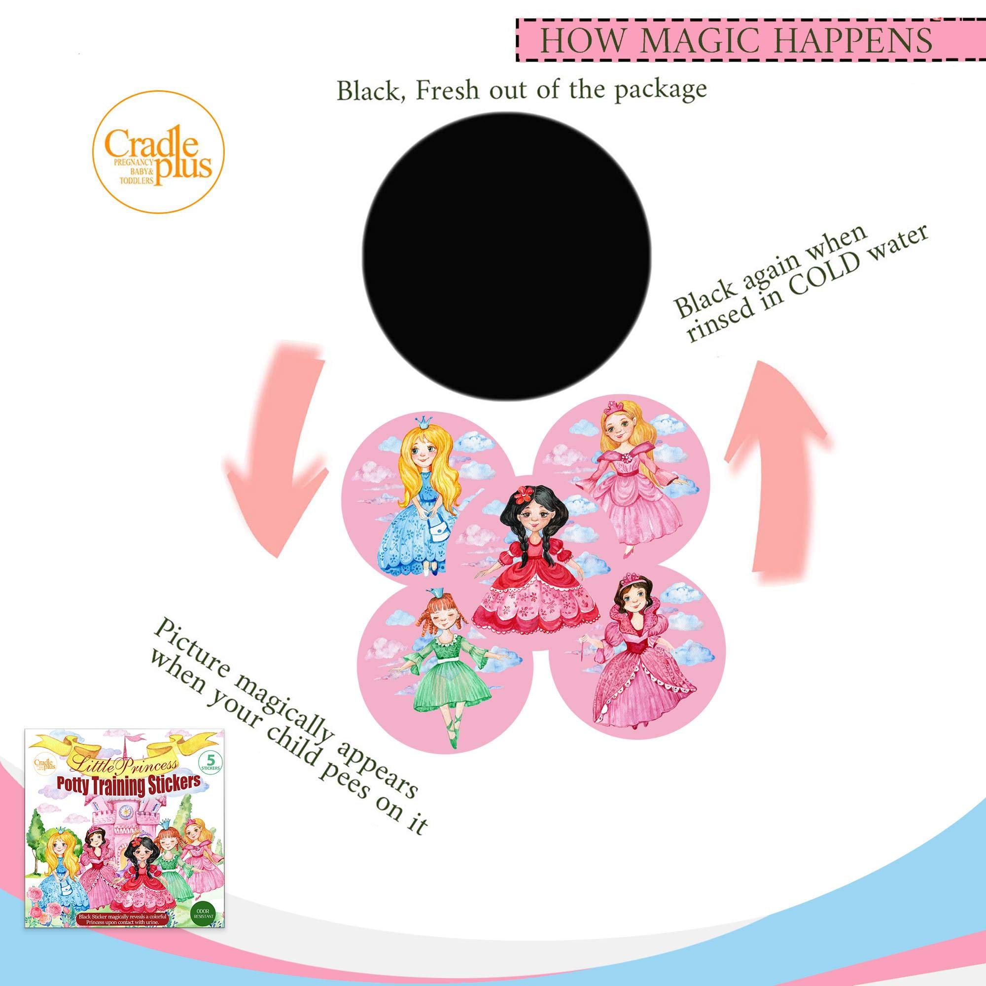 Potty Training Seat Magic Sticker Princess Toddler Potty Training Toilet Color Changing Sticker | 5 Pack Toilet Targets with Free Potty e Book | Use with/Without Potty Chart or Potty Training Watches